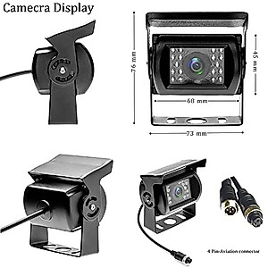 CAMECHO Bus Truck Vehicle Backup Cameras Wide View Angle IR Night Vision, Waterproof Reverse Camera with 4 Pin Aviation Connector for Bus/RV Camper/Truck/Trailer/Van(Without Guide Line)