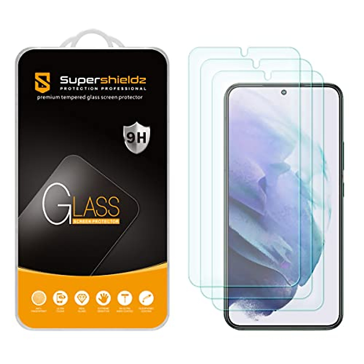 Supershieldz (3 Pack) Designed for Samsung Galaxy S22 5G Tempered Glass Screen Protector, Anti Scratch, Bubble Free
