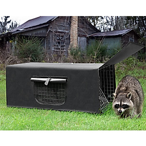 Live Animal Trap Cage Cover, Trap Cage Cover with Breathable Window Cat Trap Cover for 1-2 Door Cage 32 x 10 x 12inch for Raccoon, Squirrel, Skunk,【Only Cover 】(Black)