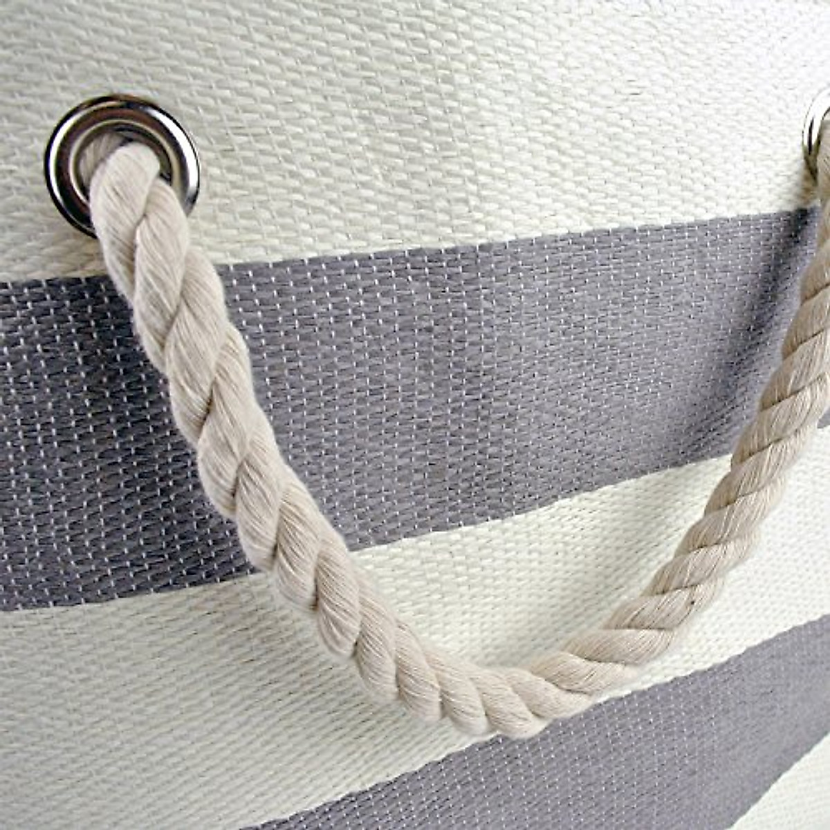 DII Durable Woven Striped Storage Bin Collapsible with Soft Rope Handles Reinforced with Metal Grommets, X-Large, 17x15x12", Solid Gray