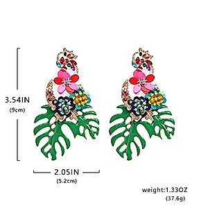Fahion Statement Vintage Drop Dangle Earrings for Women Girls Green Crystal Earrings
