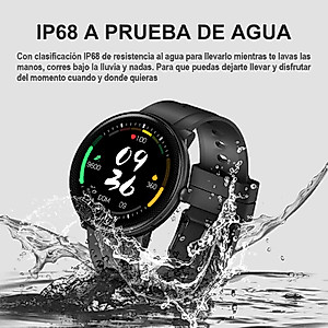 FITUP for Men Women V15S Smart Watch, 1.28 Inch, Round Large Screen, Heart Rate, Blood Oxygen, Sleep Monitoring, SmartWatches Supports 20 Sports Modes, Fitness Tracker(Black)