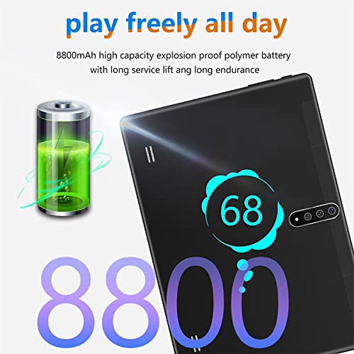 RTLR Calling Tablet, 2.4 5G Dual Band WiFi Dual Camera 10.1in Tablet 100‑240V 4GB 64GB for Play (US Plug)