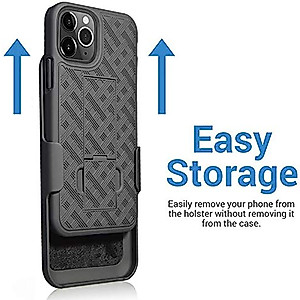 Aduro Combo Case & Holster for iPhone 11 Pro Max, Slim Shell & Swivel Belt Clip Holster, with Built-in Kickstand for Apple iPhone