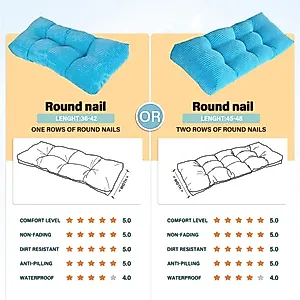 Detiblue Non Slip Tufted Bench Cushion - Polyester Brushed, Indoor Outdoor Patio, Piano Bench Sofa Cushions, Entryway Storage, Bay Window, High-Density Memory Foam, 36x14x4 inch, White