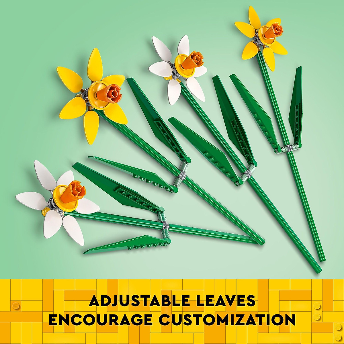 LEGO Daffodils - Building Toy for Kids, Girls and Boys, Ages 8+ - Easter Basket Gift for Kids - Artificial Daffodil for Bedroom Decor and Display - 40747