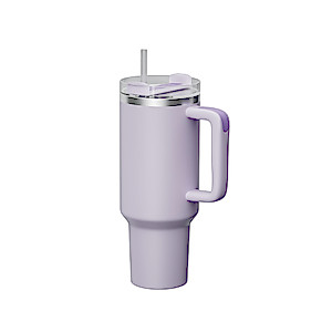 KISSKIND 40 oz tumbler with handle Travel Mug Straw Covers Cup with Lid Insulated Quencher Stainless Steel Water Iced Tea Coffee Gift Purple