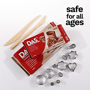 DAS Air-Hardening Modeling Clay - Terra Cotta Clay 1.1lb Block - Pliable Air Clay for Sculpting and Coating - Easy to Use Air Dry Modeling Clay - Molding Clay for Sculpting and More