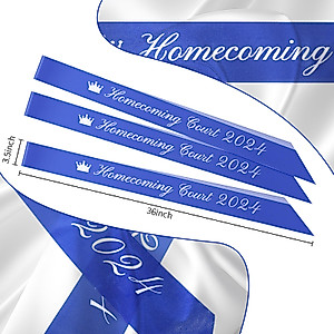 Jexine 12 Packs Homecoming Court Sash 2023 72 Inches x 4 Inches Blue and White Satin Homecoming Sash for King High School Dance Queen Graduation Party Accessories