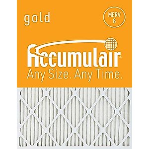 Accumulair Gold 16x19x1 High-Efficiency Pleated Replacement AC/Furnace Air Filter, MERV 8, Pack-2