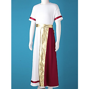 JanJean Kids Greek Robe Costume Girls Ancient Greece Roman Athena Toga Dress Halloween Festival Cosplay Costume White 14 Years