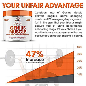 Genius Muscle Builder & Mass Gainer Supplement, Strawberry Vanilla Cream - 100% Naturally Flavored & Sweetened - Anabolic Activator for Men & Women - Weight Gainer, Lean Muscle Growth for Bodybuilding