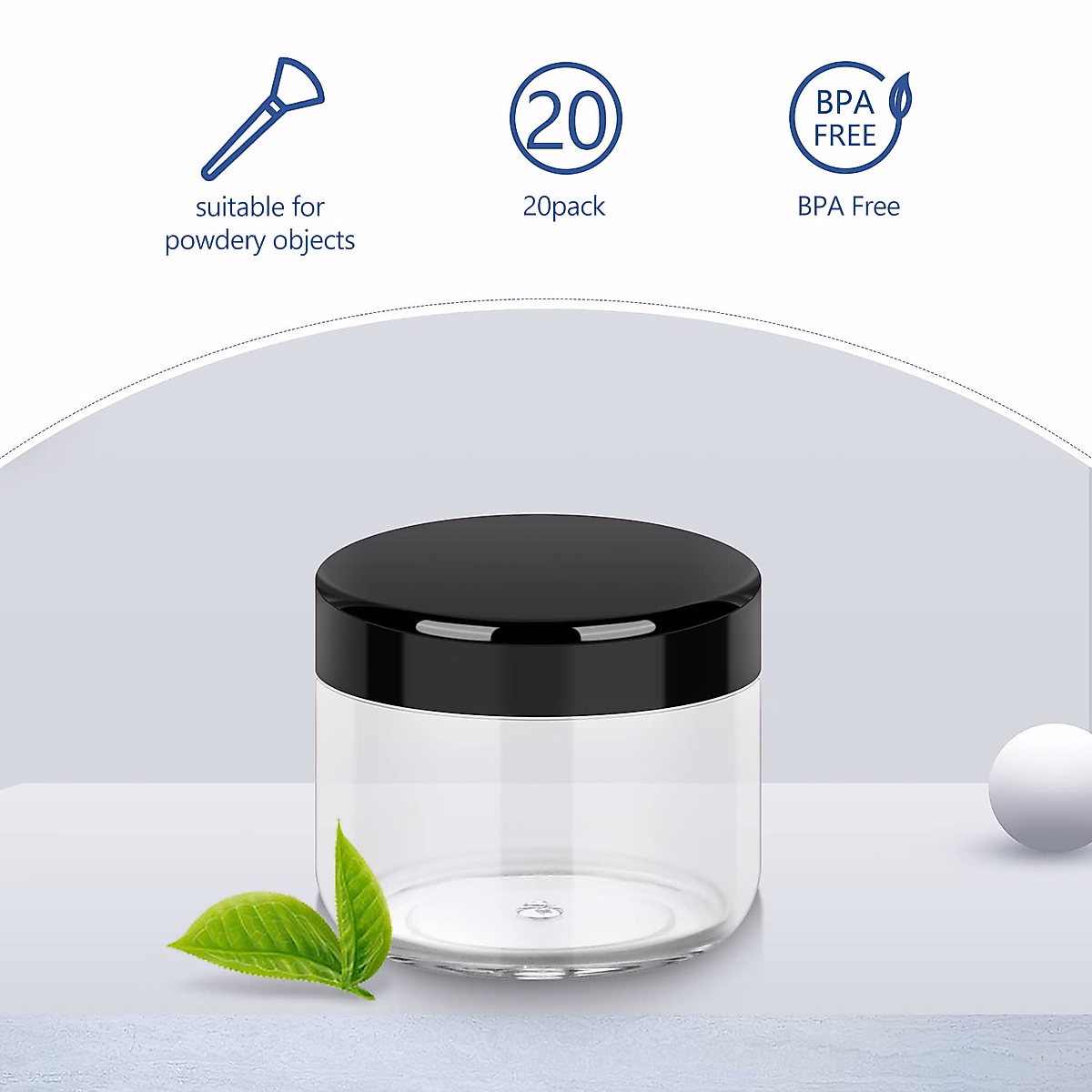 Household 0.7oz Plastic Jars with Lids, 20 Pack BPA Free, Reusable, Refillable Transparent Cosmetic Containers for Bath Salts, Cosmetics, Powders, Beauty Product and Small Accessories