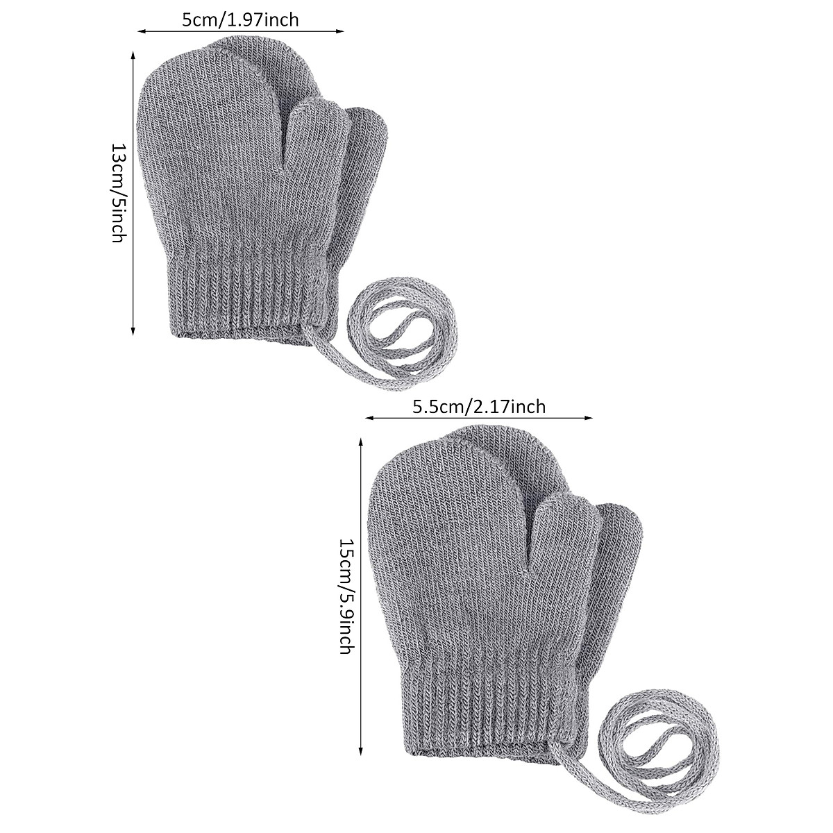 SATINIOR 3 Pairs Toddler Magic Stretch Mittens Full Finger Knit Gloves Kids Winter Warm Mittens (Black, White, Light Grey,Suits for 1-4 Years)