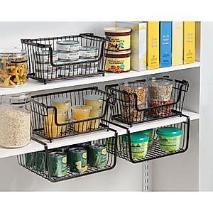 iDesign York Metal Under Shelf Storage Basket Storage Organizer for Kitchen, Bathroom, Office, Bronze