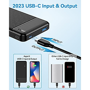 AsperX Portable Charger, PD 22.5W 10000mAh USB C Power Bank Fast Charging, Daul Output Portable Phone Charger Battery Pack Charger Portable for iPhone 14/13/12/11, Samsung S21/22 Google iPad and More