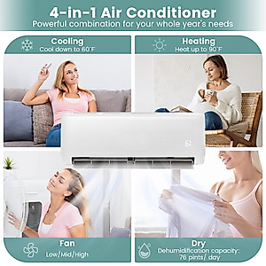 ARLIME Mini Split AC/Heating System, 24000 BTU 21 SEER2 Energy Saving Split Air Conditioner w/ 1.5 Ton Heat Pump & Installation Kit, Washable Filter, Ductless AC Unit Cools Up to 1500 Sq.ft, 230V