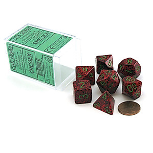 Polyhedral 7-Die Speckled Dice Set - Strawberry