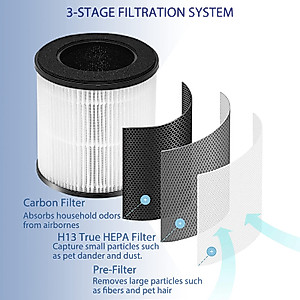 Ontheone B-D02L True HEPA Replacement Filter Compatible with MOOKA and KOIOS B-D02L, 3-in-1 True HEPA Filter and Activated Carbon Filter Set, 2 Pack