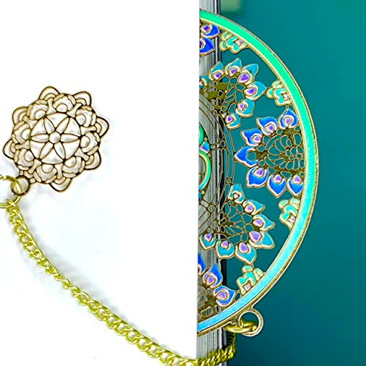 Zllada Metal Caisson Bookmark - Unique Reader Gifts for Book Lover Sisters Friends Teacher Appreciation Gifts for Birthday Bookworm Mother's Day - Metal Brass Hollow Book Markers with Caisson Design