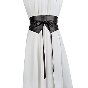 Block Garden Women Lace Up Tied Corset Belt Soft Leather Wide Cinch Belt Waspie, Black