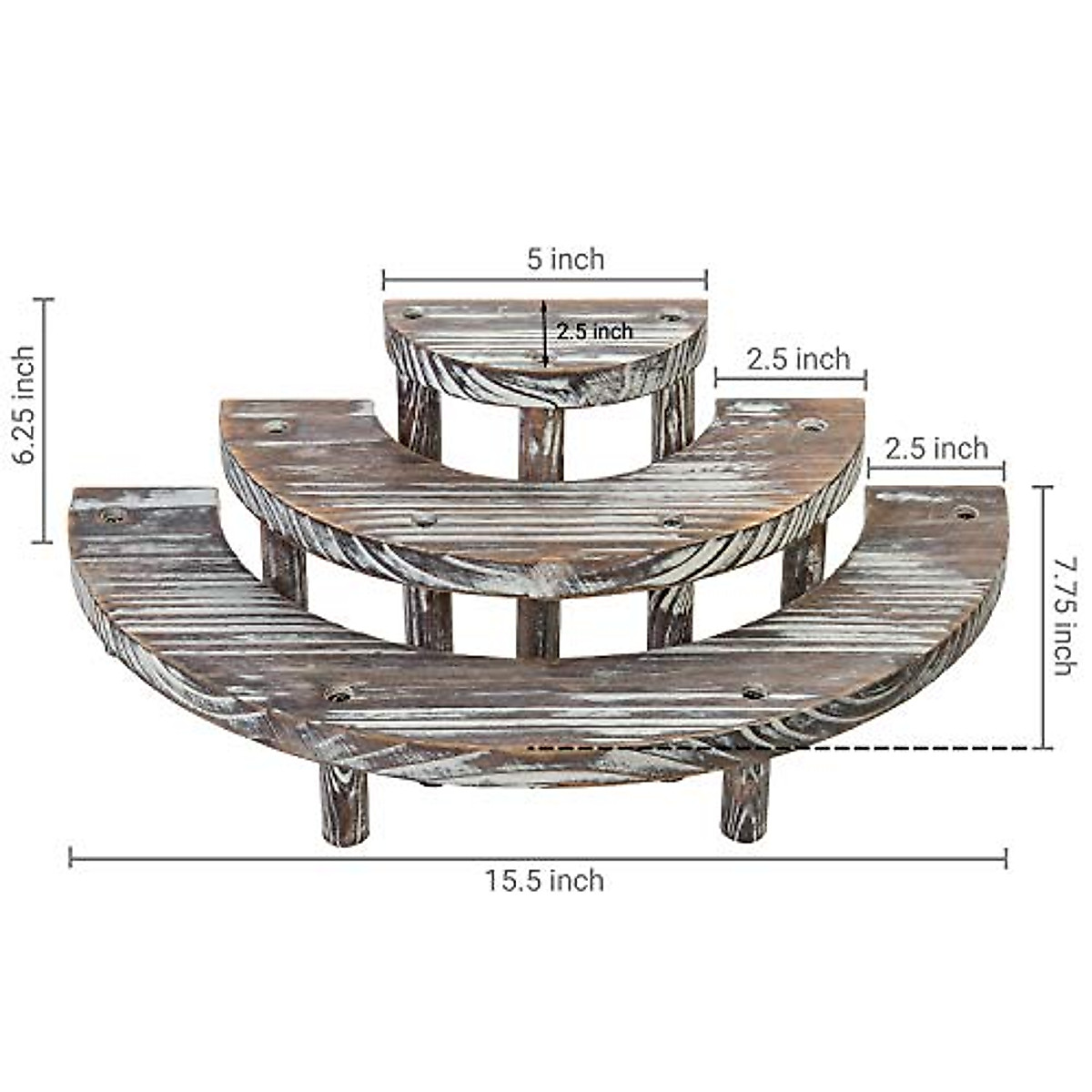 MyGift 3 Tier Rustic Torched Wood Semicircle Cupcake Stand Display Risers