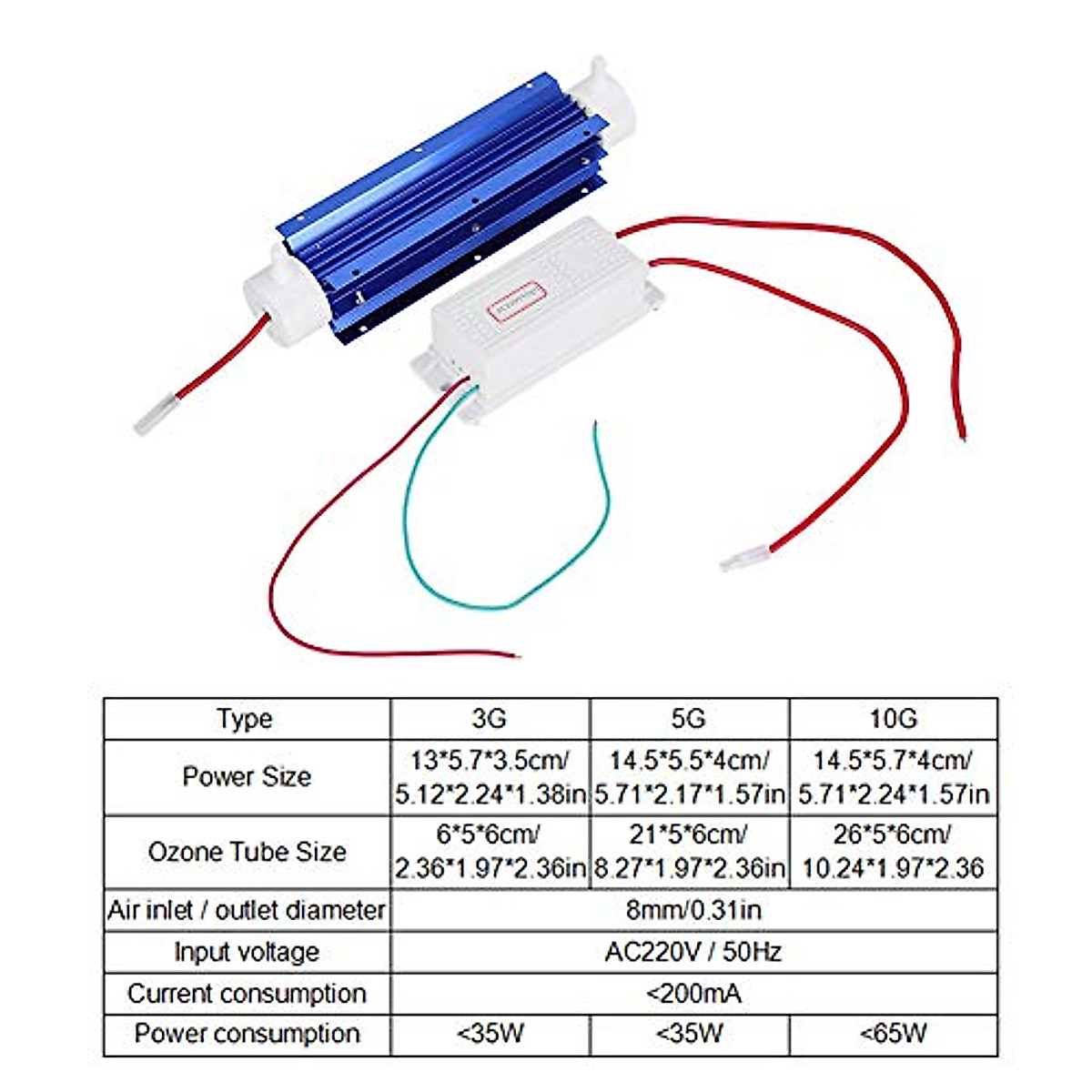 Uxsiya Ionizer Tube Ionizer 220V for Odor(10g)