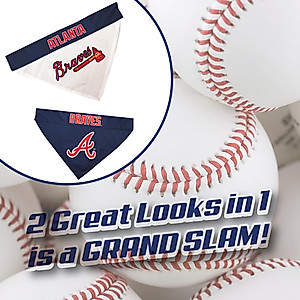 Pets First BRV-3217-S-M MLB Dog Bandana - Atlanta Braves Reversible Pet Bandana, Small/Medium, MLB Team Color
