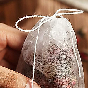 200Pcs Disposable Tea Filter Bags 2.75 x 3.54 inch Tea Infuser Natural Material Drawstring Tea Bag Empty Bags for Loose Tea