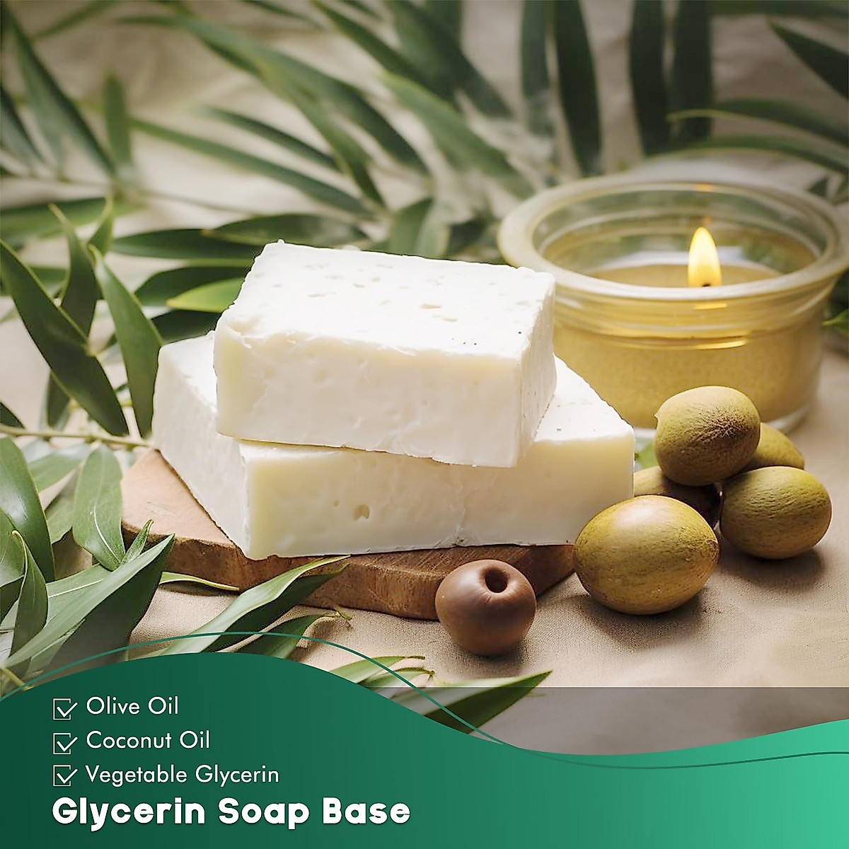 EDSRDRUS 2LB Unscented Glycerin Soap Base DIY Handmade Soap Moisturizing Melt and Pour Soap Base for Crafting, Vegetable Glycerin & Coconut Oil, Easy to Cut (White, 2LB)