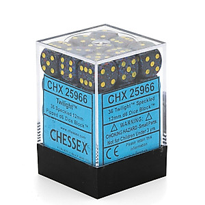 DND Dice Set-Chessex D&D Dice-12mm Speckled Twilight Plastic Polyhedral Dice Set-Dungeons and Dragons Dice Includes 36 Dice – D6