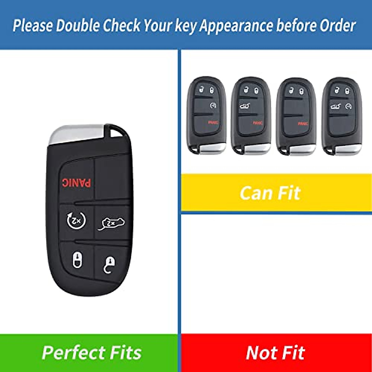 AKIYHIEI for Jeep Key Fob Cover Key Case for Grand Cherokee Renegade Chrysler Dodge RAM Durango Challenger Journey Smart Key (Green)