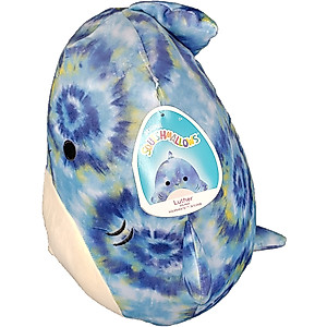 SQUISHMALLOW KellyToys - 8 Inch (20cm) - Luther The Blue Tie Dye Shark - Super Soft Plush Toy Animal Pillow Pal Buddy