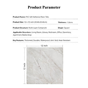 Euventyles Peel and Stick Floor Tiles 20 Pcs 12x12'' Self Adhesive Vinyl Flooring Waterproof Bathroom Glossy Stone Look Sticky Tiles