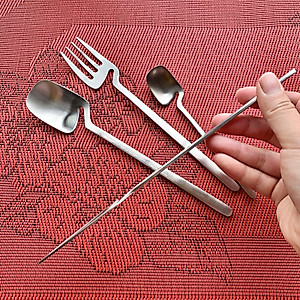 Matte Silver Cutlery Set 24 Pack,Kitchen Silverware/Flatware Anti-rust Utensil Set,Stainless Steel Dinnerware Set Service for 6 Include Knife Fork Spoon,Dishwasher Safe (Matte Silver)