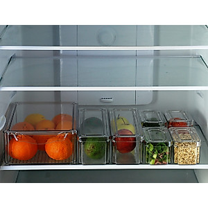Plexel Refrigerator Organizer Bins, Fridge Organizer, Clear Plastic Food Storage Containers, Contenedores Para Organizar Cocina, Pantry Organization And Storage, with Removable Drain Tray. (7)