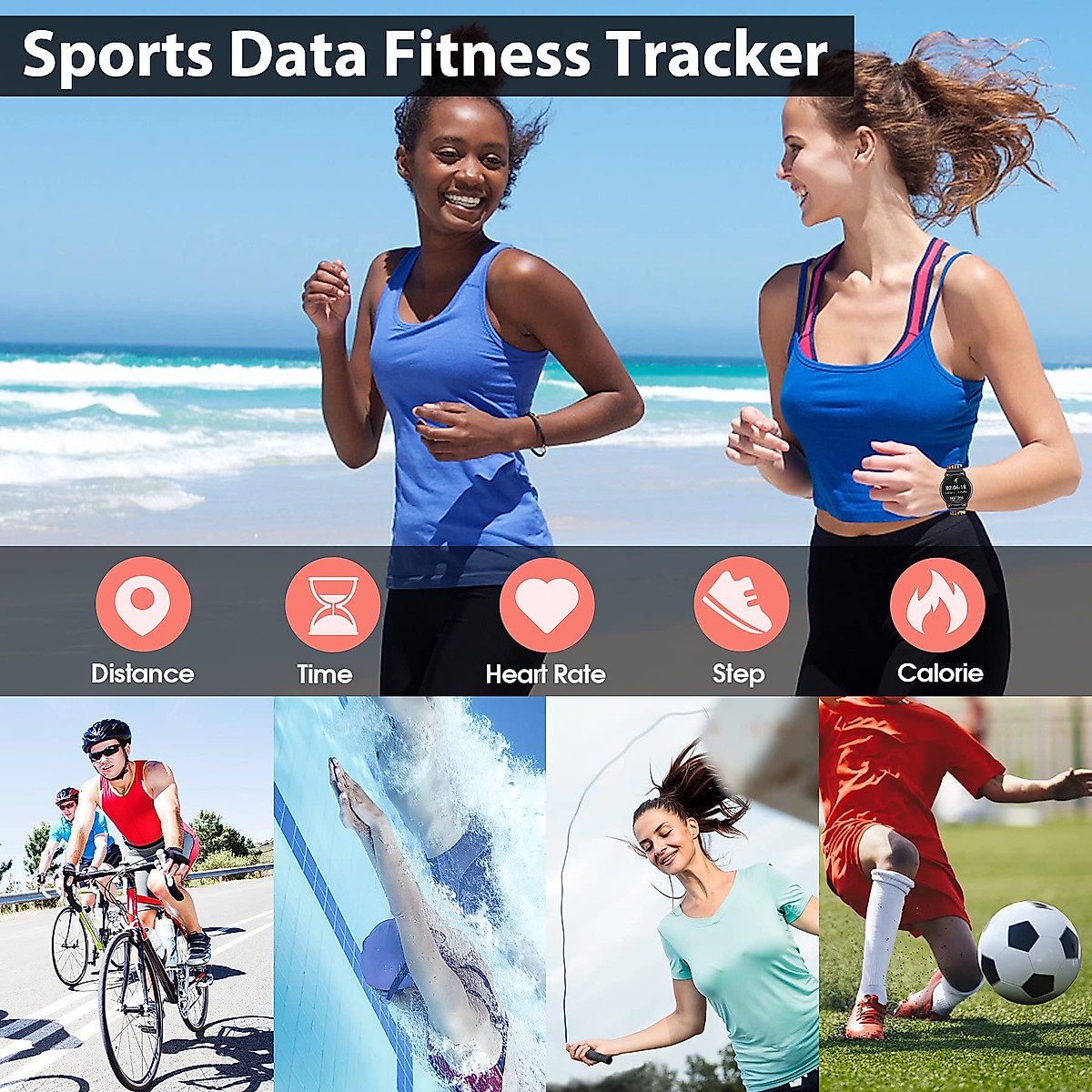 Eastcoo Smart Watch for Android/iOS Phones, 1.3'' HD Touch Screen Fitness Tracker Watches, Waterproof Smart Watch for Women with Text and Call Alerts, Heart Rate, Sleep Monitor Smartwatch for iPhone