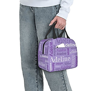Custom Name Lunch Bag Personalized Insulated Lunch Box Customized Cooler Lunch Tote Bag for Boys Girls Office Picnic Camping LightPurple