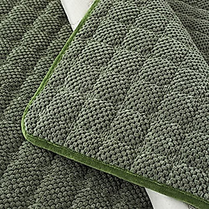 vctops Soft Corduroy Sofa Couch Cover, Plaid Sectional Couch Covers, Non-Slip Sofa Slipcover for Dogs Cats Kids(Dark Green,36"x36")