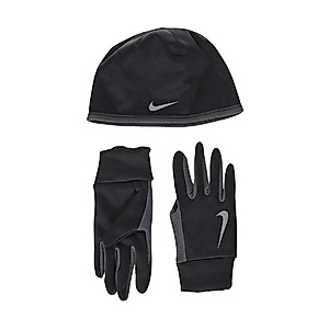 Nike Men's Run Thermal HAT and Glove Set S/M Black/Anthracite/Silver (N.RC.34.045)