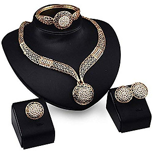 Genuiskids Fashion Women Jewelry Sets Bride Wedding Party Gold Plated Chain Necklace Earring Set
