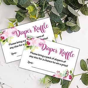 None Brand Floral Diaper Raffle Tickets, Baby Shower Invitations Insert Cards, Baby Shower Game (50 Pack)