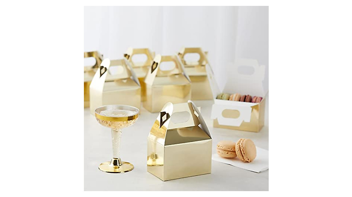 Gold Gable Favor Boxes - Elegant 36 Pack for Weddings & Events