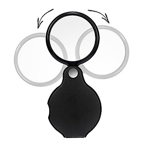 HESTYA 8 Pack 10X Mini Magnifying Glass Folding Pocket Magnifier Glass Loupe with Black Rotating Protective Holster for Reading Newspaper, Book, Magazine, Science, Hobby, Jewelry