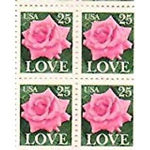 LOVE Pink Rose Set of 4 x 25 Cent US Postage Stamps NEW Scot 2378