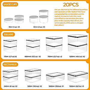 20 PACK Food Storage Containers with Lids Airtight, Larger Leakproof Plastic Meal Prep Containers Stackable Reusable for Kitchen Organization storage with Labels & Pen, BPA-Free, Microwave Safe