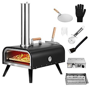 EDOSTORY Pizza Oven Outdoor Wood Fired and Gas Pizza Oven 12 Multi-Fuel Pizza Oven, Portable Pizza Maker Oven Grill for Outside