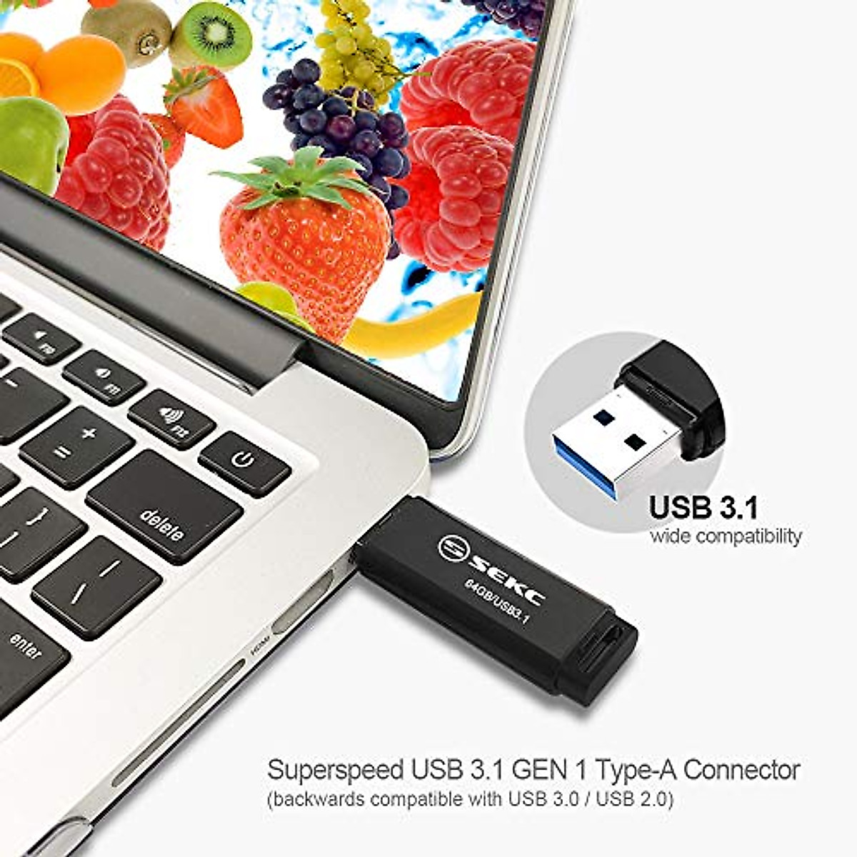 SEKC 256GB USB3.1 Flash Drive, Read Speed up to 130MB/s, Black - SDA20256G