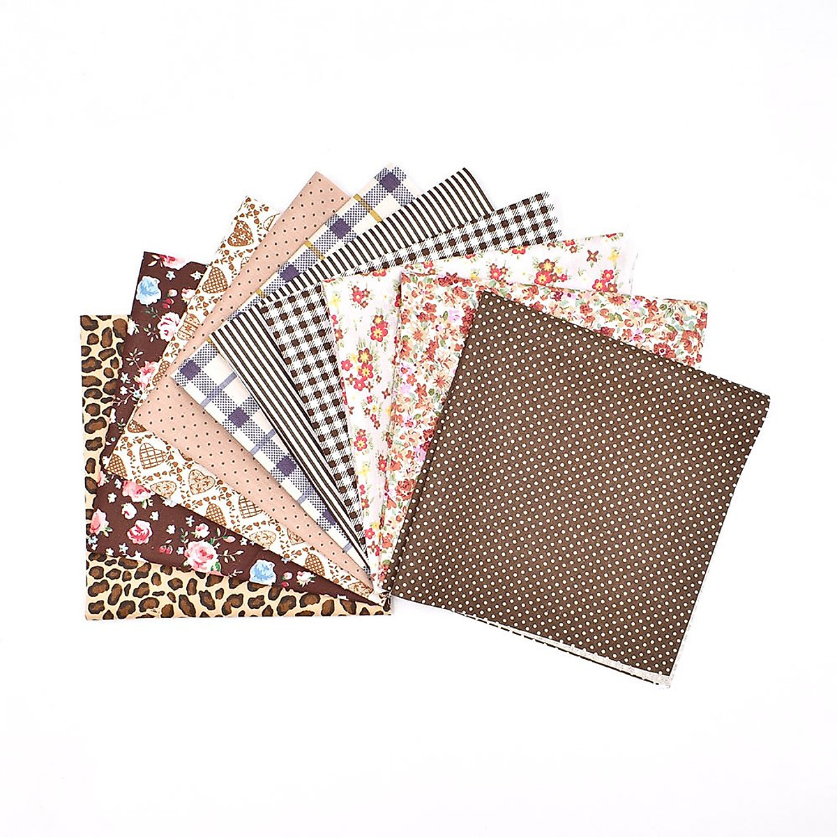 RayLineDo 10pcs 12 x 12 inches (30cmx30cm) Print Coffee Series Fabric Bundle Squares Patchwork DIY Sewing Scrapbooking Quilting Pattern Artcraft