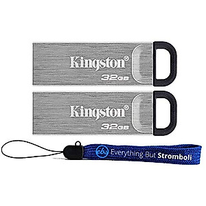 Kingston 32GB Flash Drive DataTraveler Kyson (Bulk 2 Pack) Metal USB 3.2 Type-A Drive 200MB/s High Speed PenDrive for Computer or Laptop (DTKN/32GB) Bundle with (1) Everything But Stromboli Lanyard